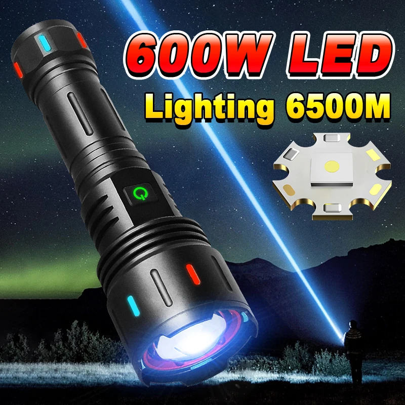 Ultra Powerful Led Flashlight 600Watt Tactical Torch Type C ...