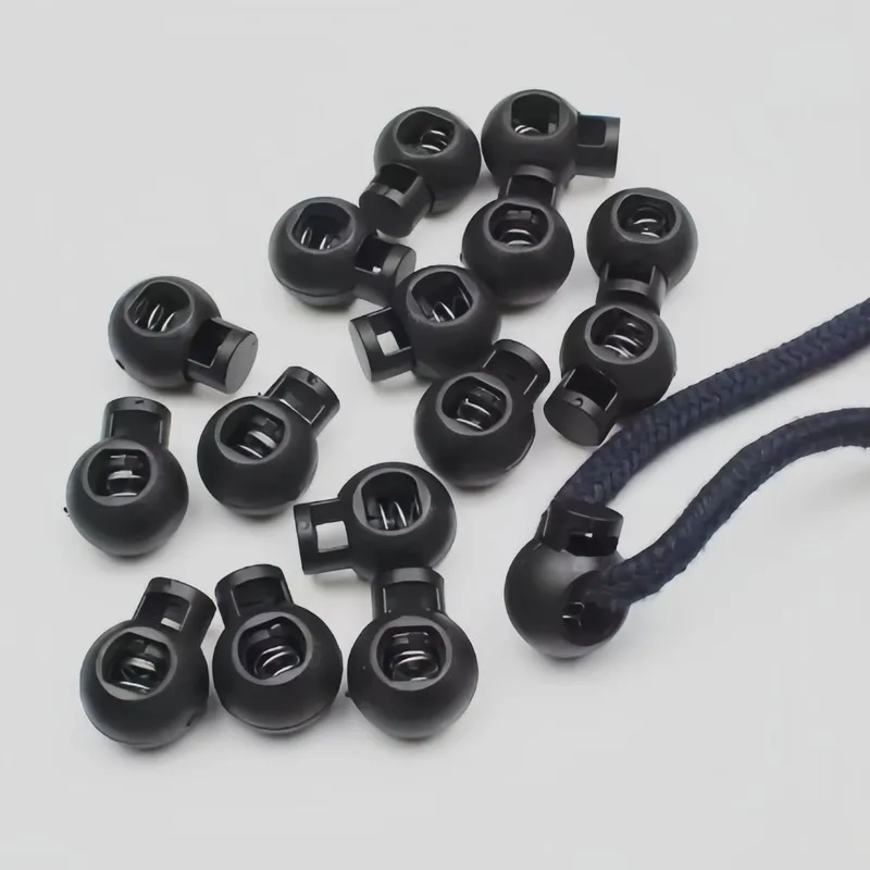 58Pcs Black Durable Single-Hole Cord Locks Ball Spring Design Must-Have ...