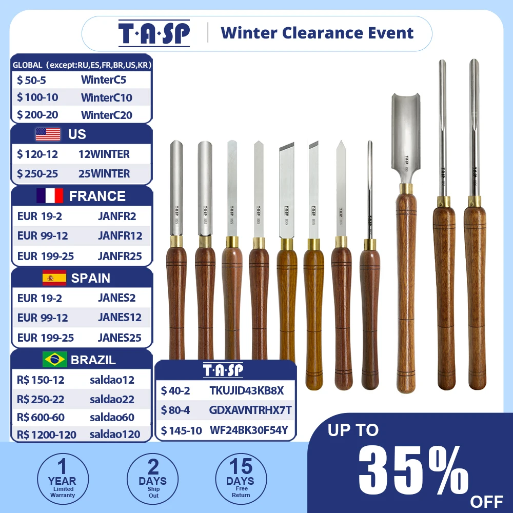 TASP HSS Woodturning Gouge Wood Lathe Turning Tools Spindle Bowl ...