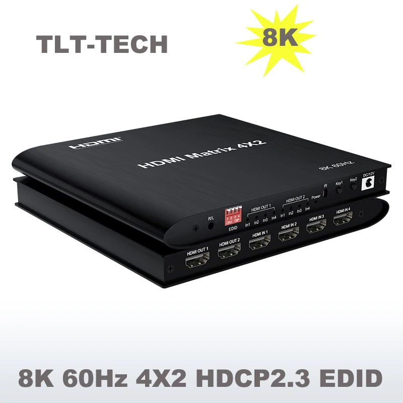 2022 8k@60hz Hdmi Matrix 4x2 Switch Splitter Support Hdcp 2.3 Hdmi ...