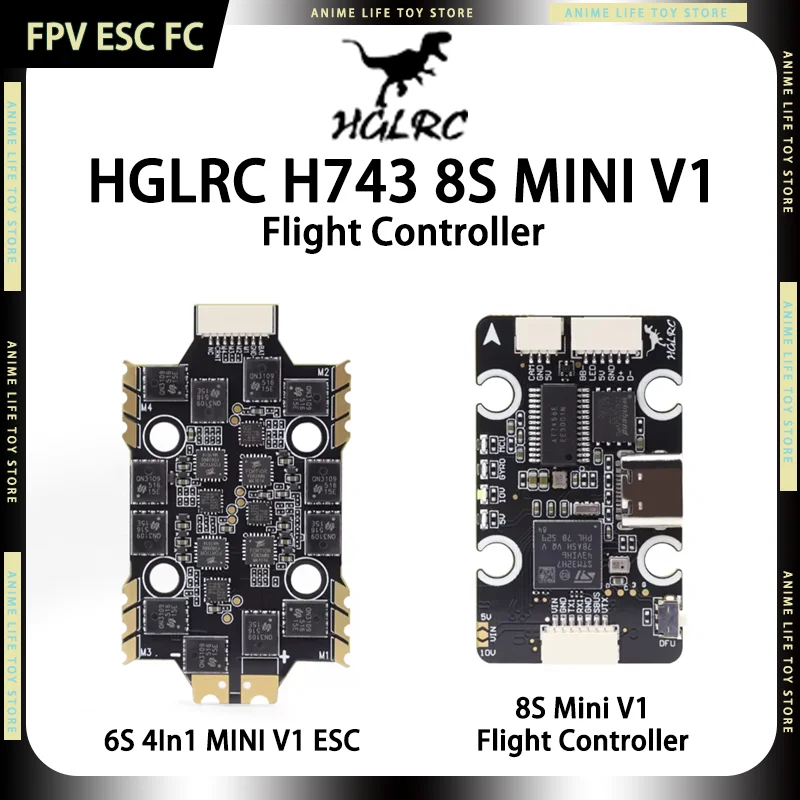 HGLRC FPV ESC MINI Flight Controller H743 8S MINI V1 60A 4IN1 6S 8bit ...
