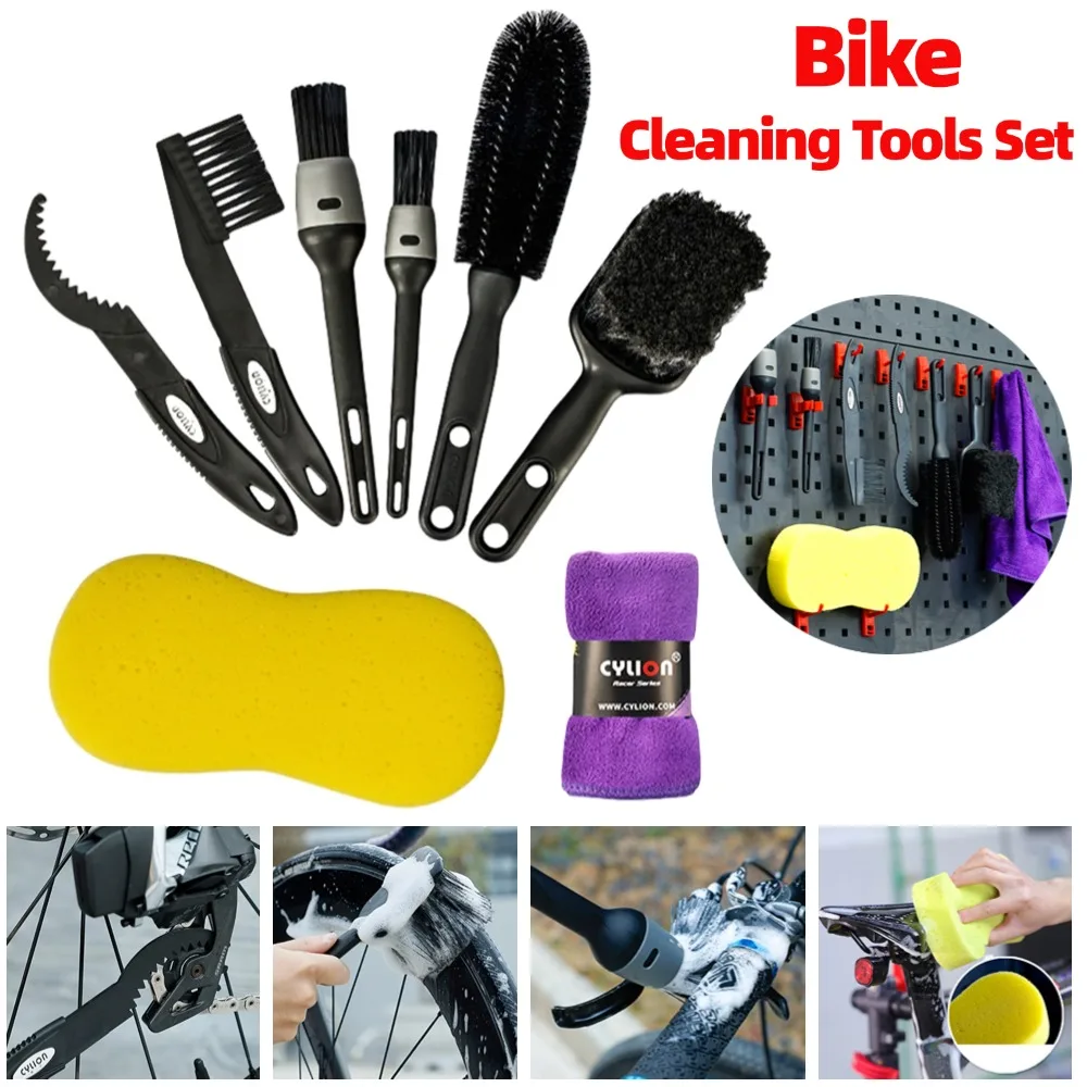 8Pcs/set Chain Cleaner Portable Cycling Cleaning Kit Bicycle Scrubber ...