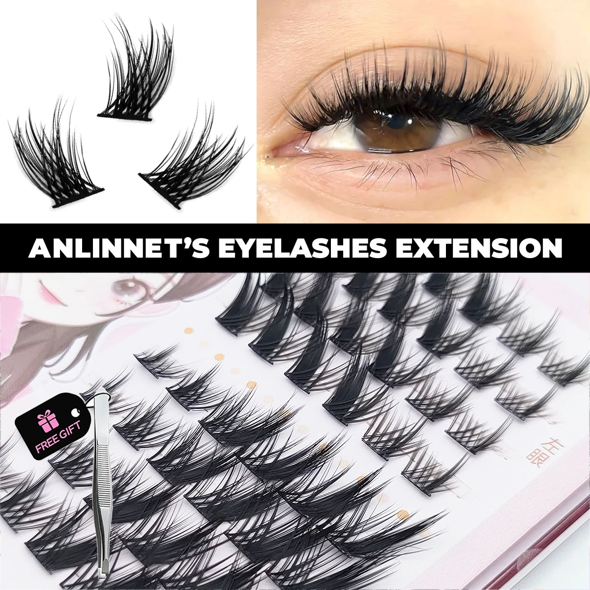 8-Rows-Fox-False-Eyelashes-Single-Cluster-Lashes-Natural-eyelash ...