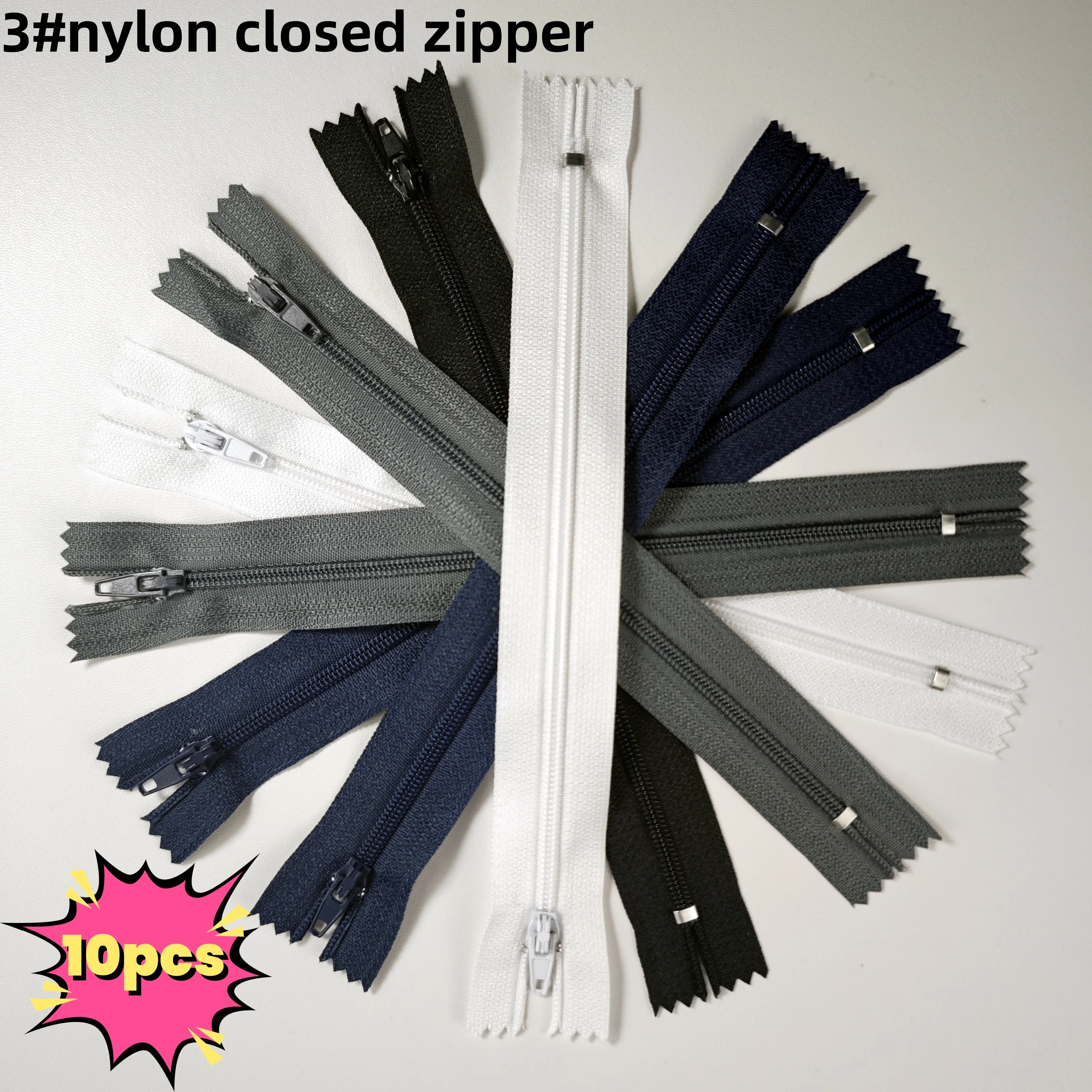 (10pcs)3# nylon closed tail zipper dress pants front front crotch ...