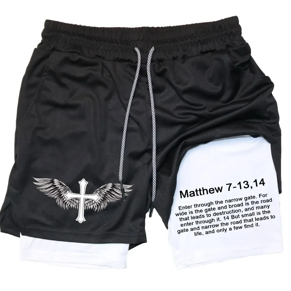 Men-S-High-Performance-Shorts-Bible-Print-Fitness-Casual-Sports ...