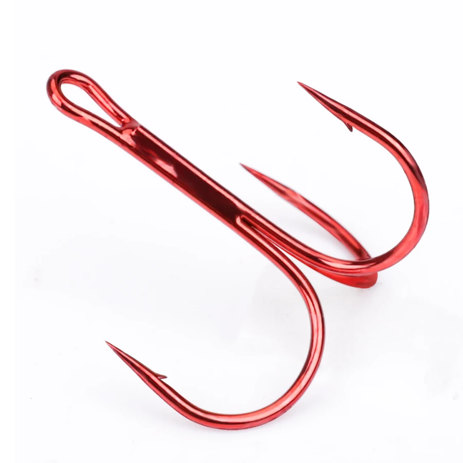 Fishing Hook High Carbon Treble Red Hooks Super Sharp solid size 3/0#-6 ...
