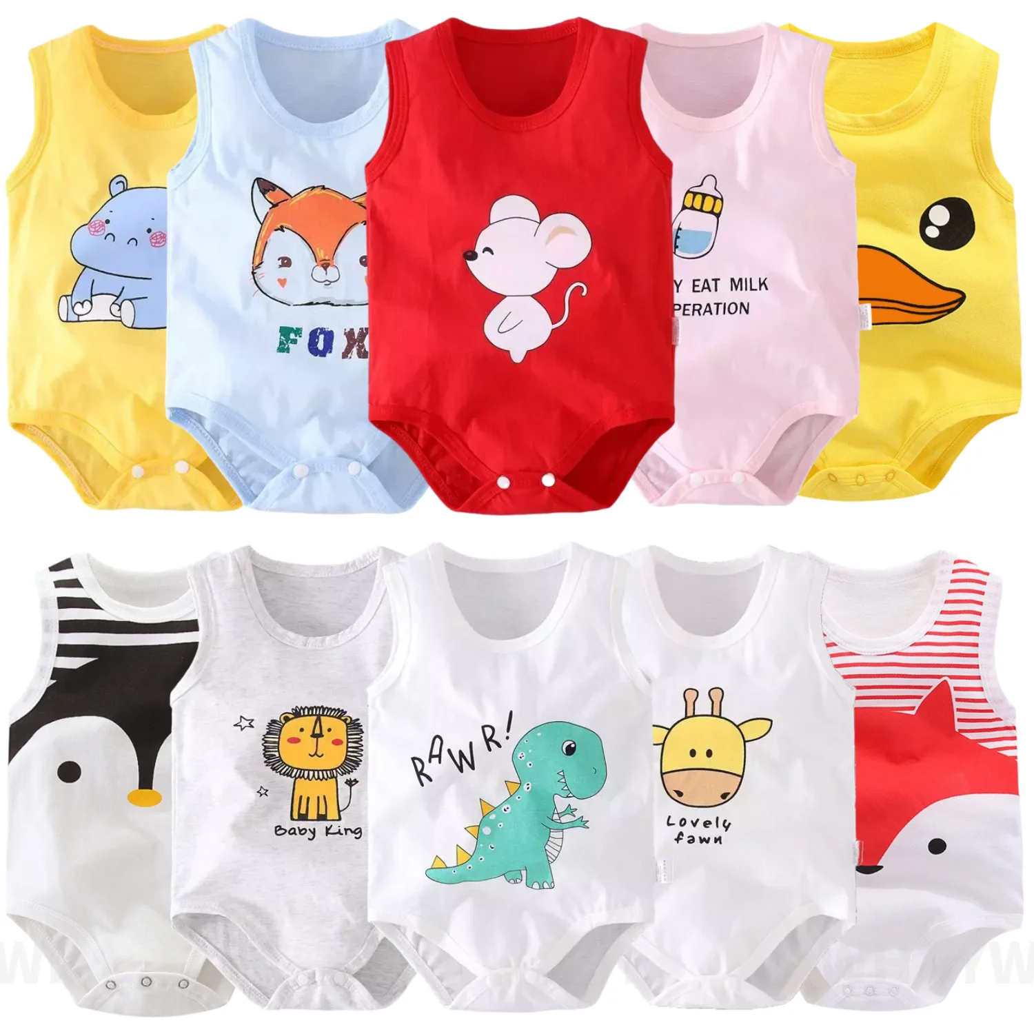 Newborn-Baby-Cartoon-Cotton-Sleeveless-Vest-Romper-Boy-Girl-Jumpsuit ...