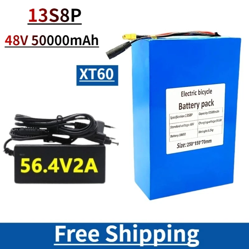 Free-Shipping-48V-50000mAh-Battery-18650-13S8P-Lithium-Battery-Pack-1000W-Electric-Bicycle ...