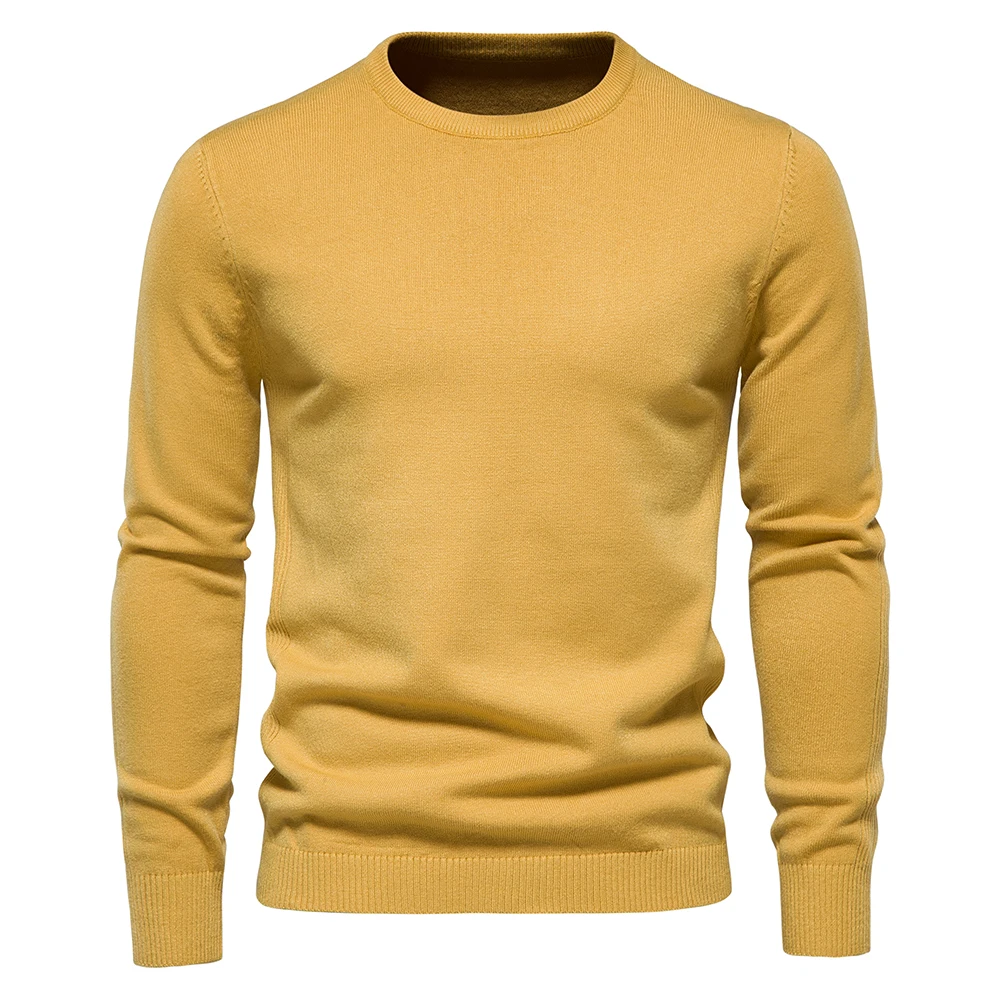 2021 New Winter Thickness Pullover Men O-neck Solid Color Long Sleeve ...
