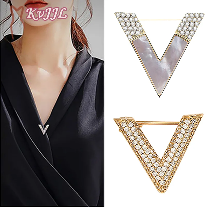 New-Minimalist-Crystal-New-Letter-V-Brooch-Pin-Rhinestone-Triangle ...