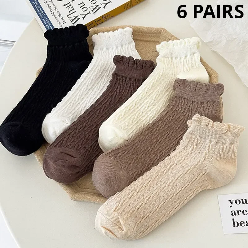Calcetines-de-encaje-de-Color-s-lido-para-mujer-medias-de-tubo-bajo ...