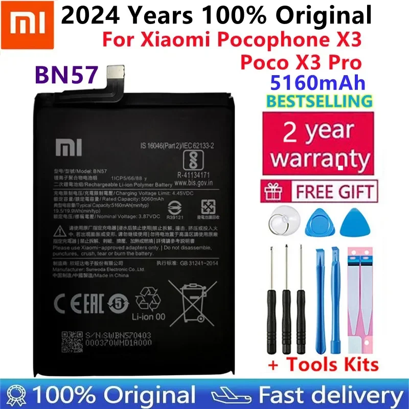 100-Original-Xiao-mi-BN57-5060mAh-Phone-Battery-For-Xiaomi-Pocophone-X3 ...