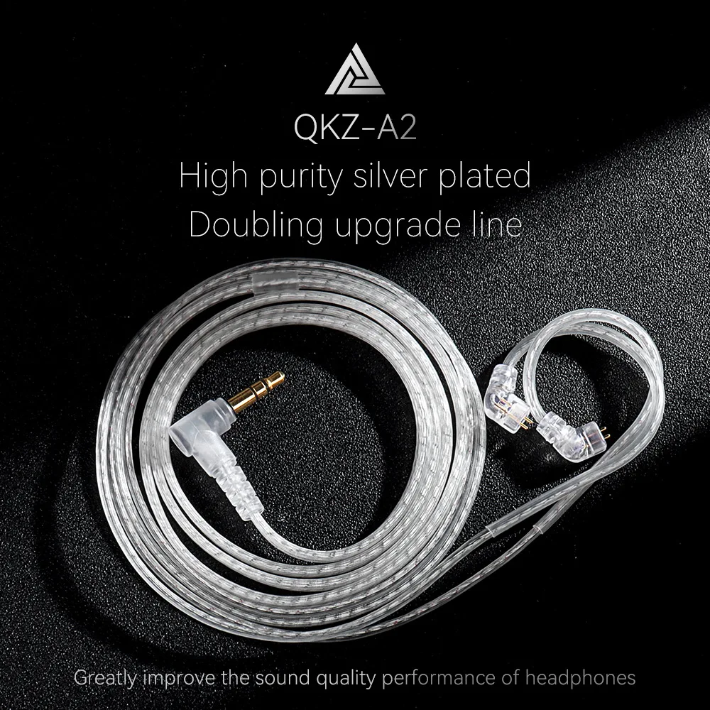 QKZ A2 Headphones Silver Plated Upgrade Cable 2 Pin 0.75MM High Purity ...