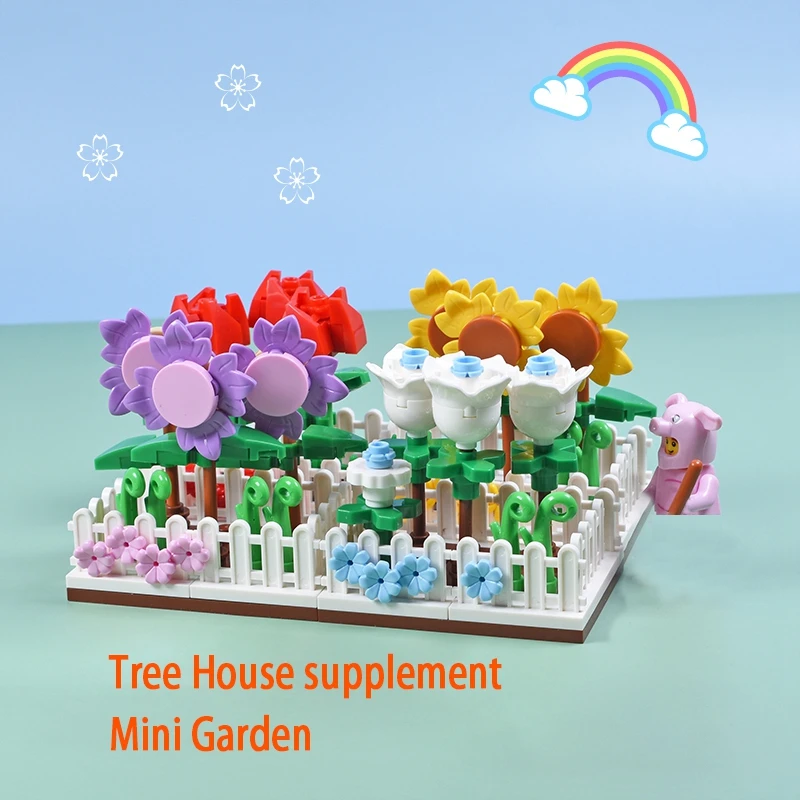 Building Blocks City Architectural Scene Mini Flower Garden Rose ...