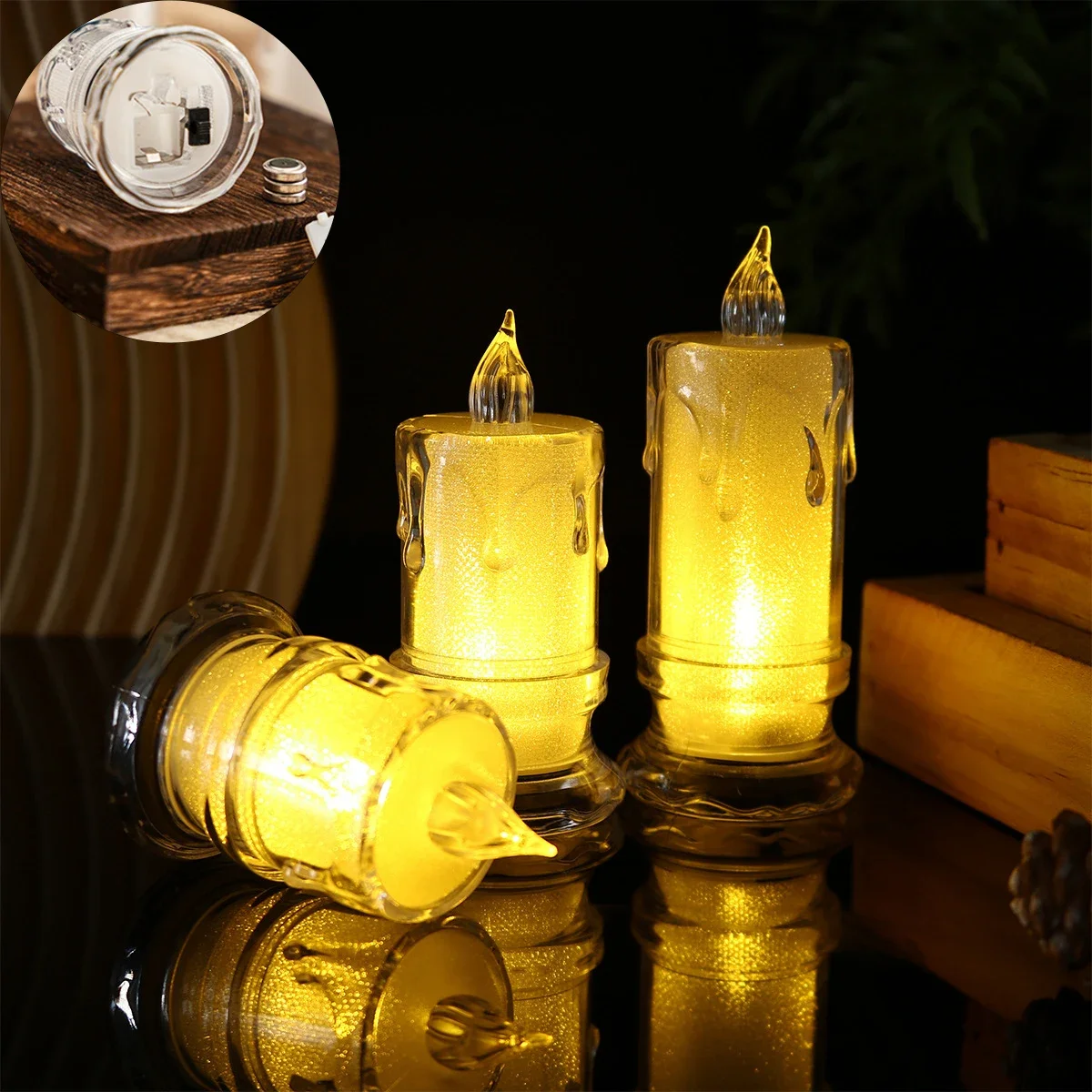 LED Crystal Candle Light Christmas Smokeless Romantic Birthday Candle ...