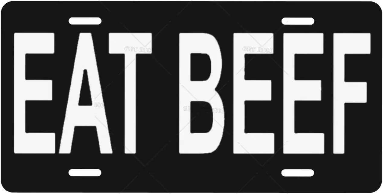 Eat Beef License Plate Black Decorative Front License Plate Aluminum ...