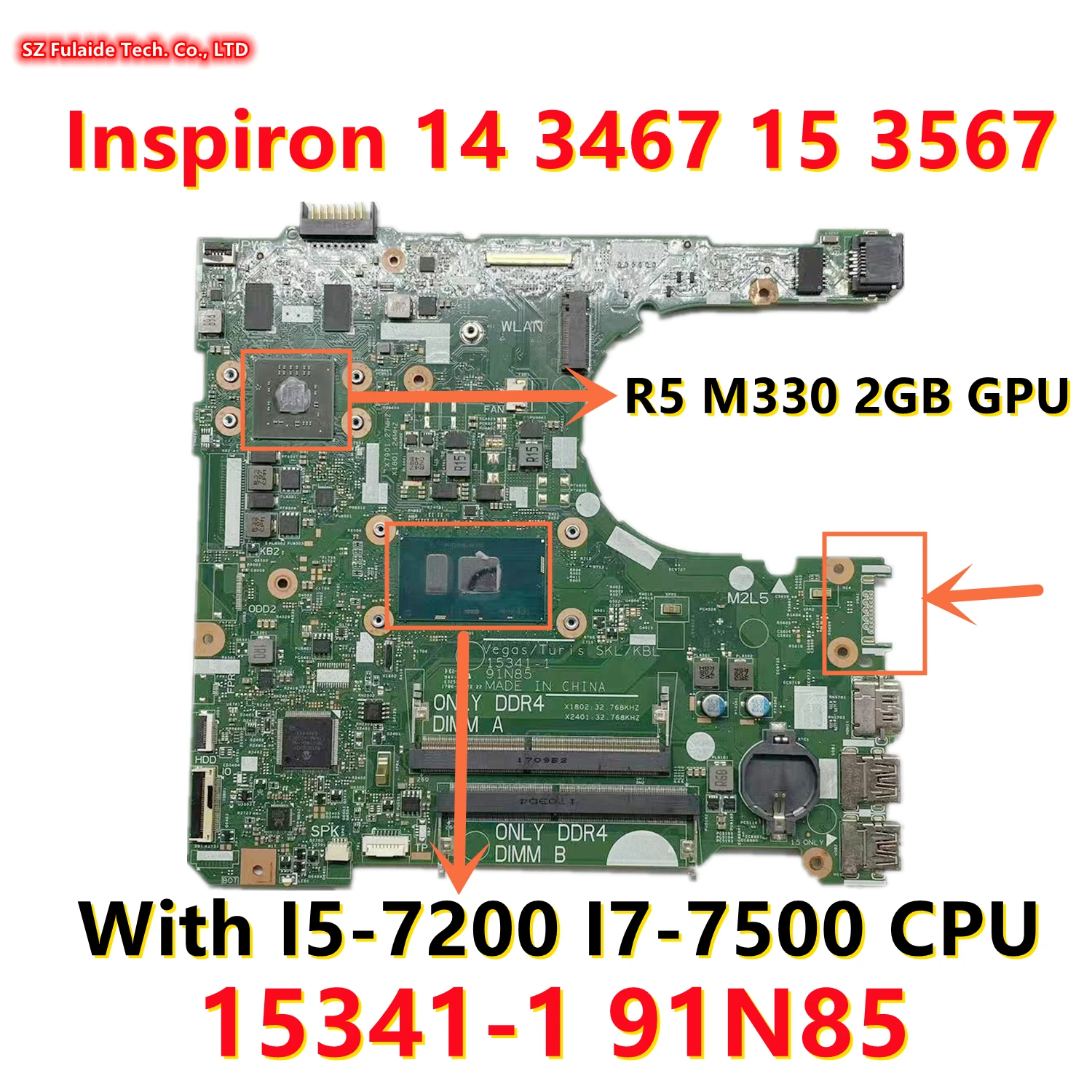 Placa base para portátil dell Inspiron 14, 15341, 15, 3467, I5-7200 ...