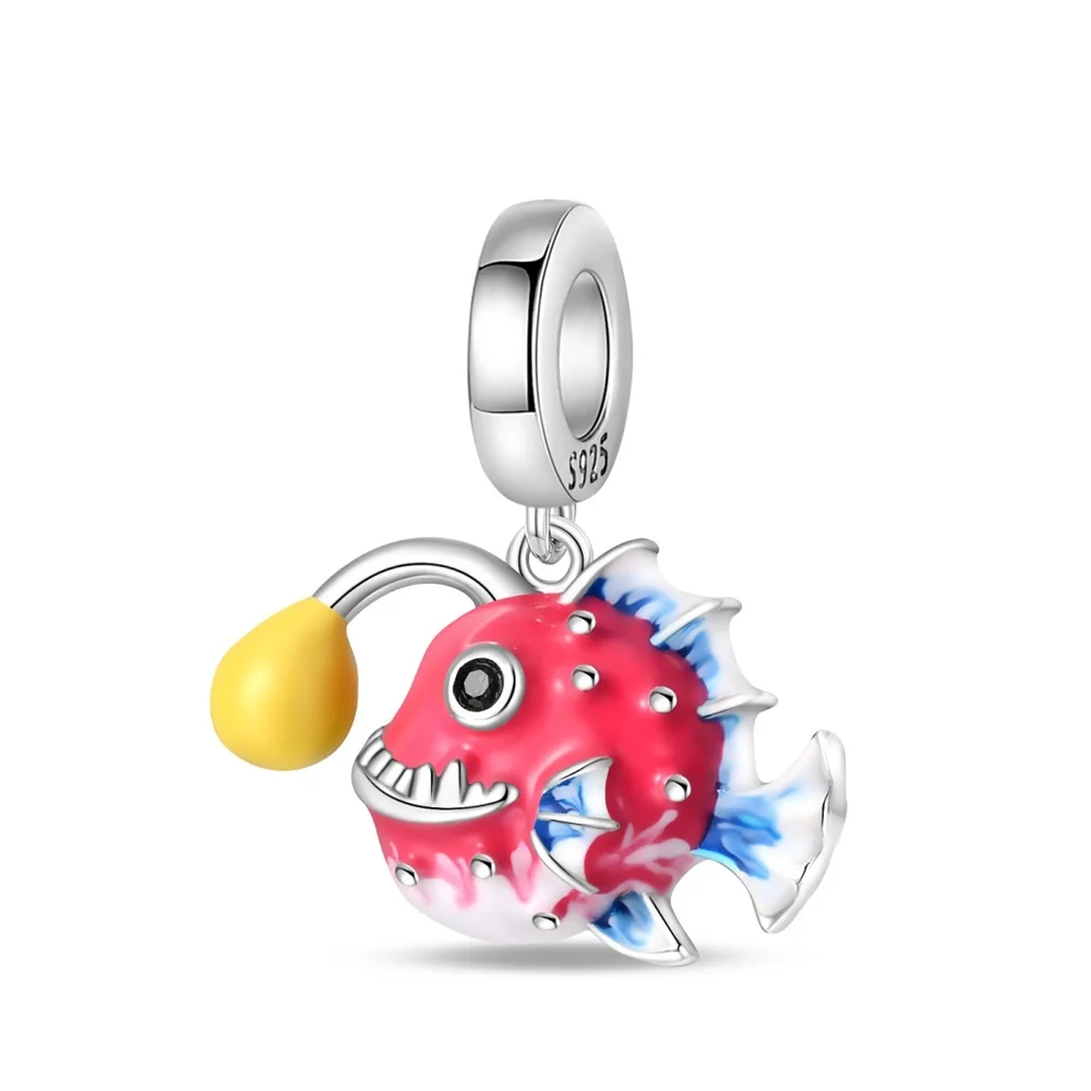 Charming-925-Sterling-Silver-Glow-In-Dark-Red-Lanternfish-Charm-Fit ...