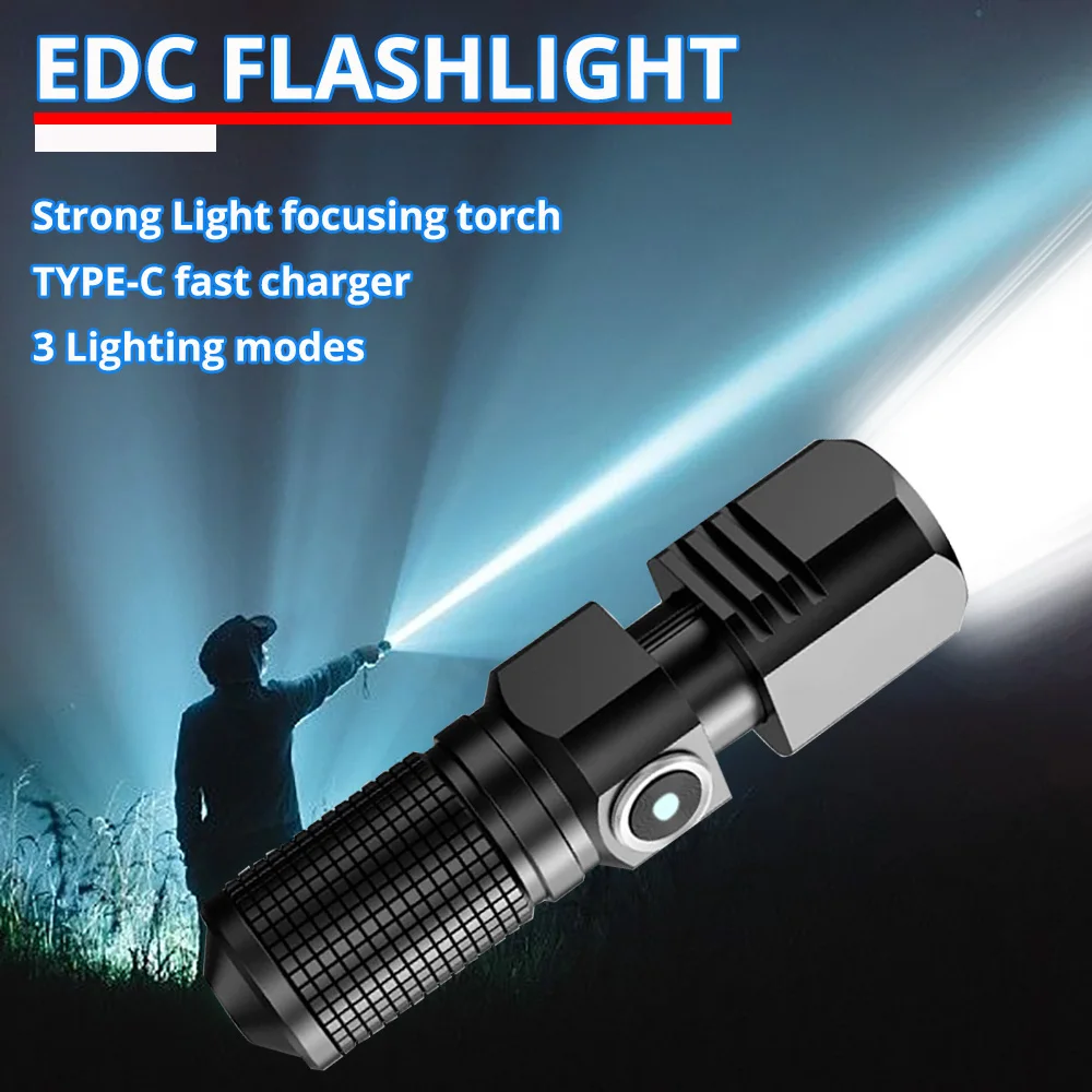 10000-Lumens-EDC-Powerful-Led-Flashlight-XHP70-3-Modes-Usb-Rechargeable-Flash-Light-MINI-Torch ...
