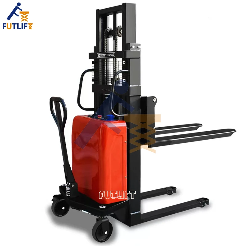 1000kg 1500kg 2000kg Portable Lift Platform Semi Electric Pallet Stacker