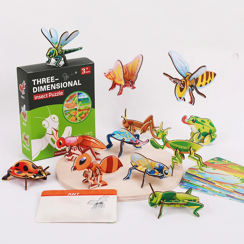 12pcs-3D-Three-dimensional-Paper-Insect-Puzzle-Children-s-Toys-Cartoon ...