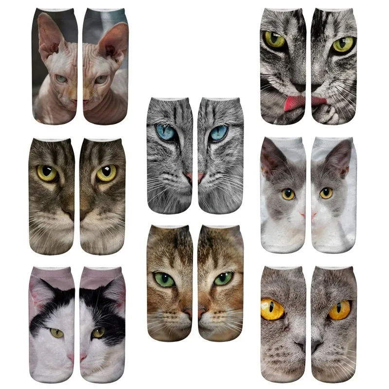 Funny-Kawaii-3d-Print-Women-s-Cartoon-Cute-Cat-Ankle-Socks-Breathable ...