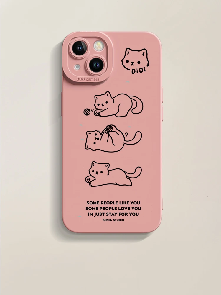 New-Soft-Gentle-Pink-Cats-and-Dogs-Couple-Phone-Case-for-IPhone-14-13 ...