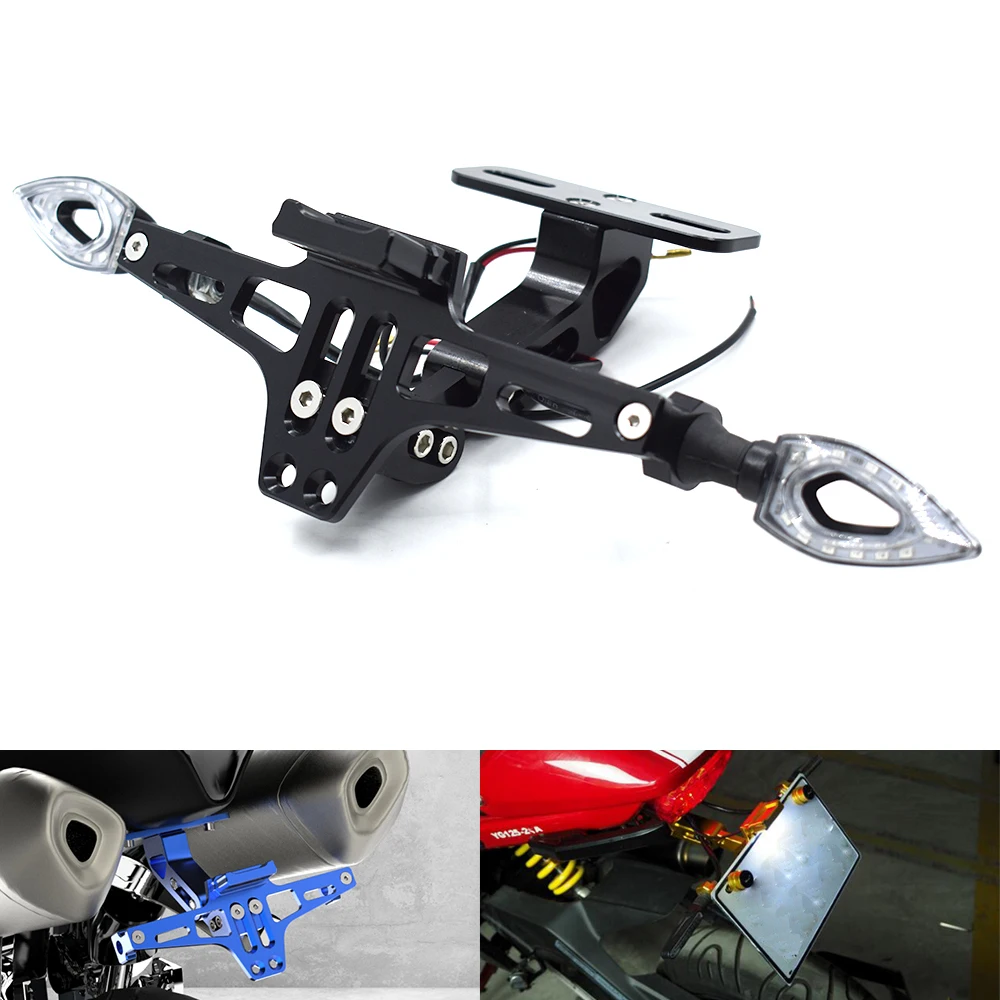 Motorcycle license plate bracket CNC aluminum alloy with LED For YAMAHA ...