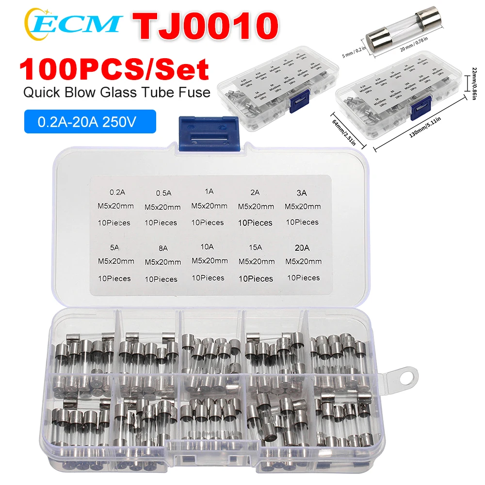 100pcs-set-Fast-blow-Glass-Tube-Fuse-5-20mm-Fast-Acting-Glass-Fuse-250V ...