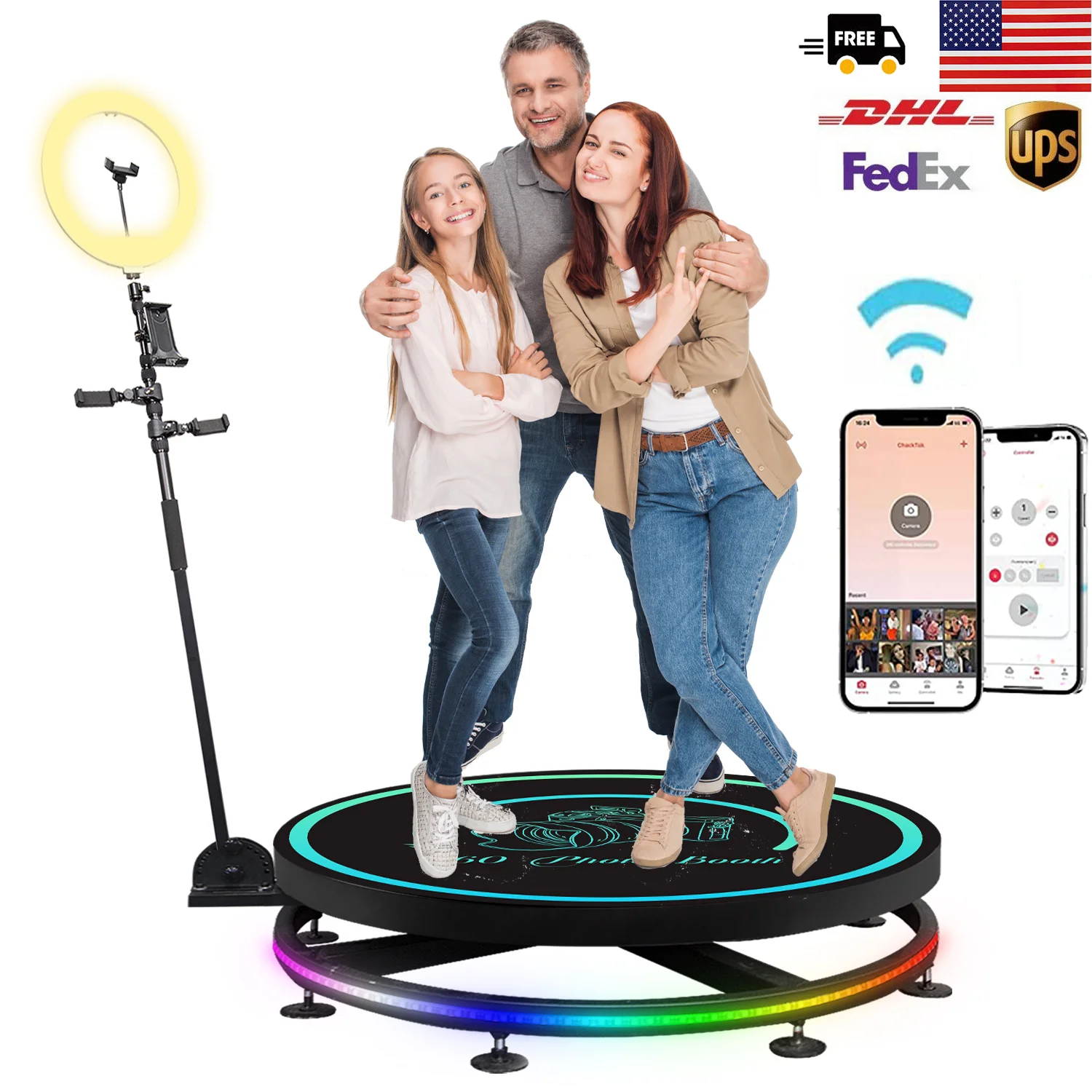 360 Photo Booth Machine with Photography Lights for Parties with ...