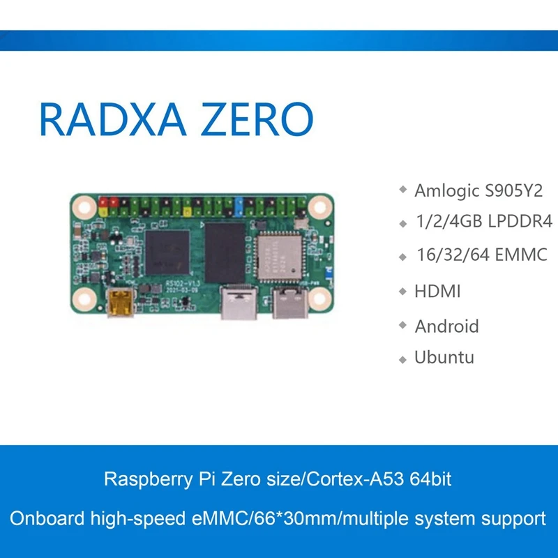 RADXA ZERO 개발 보드, Amlogic S905Y2 쿼드 Cortex A53 EMMC HDMI 호환 개발 보드 ...