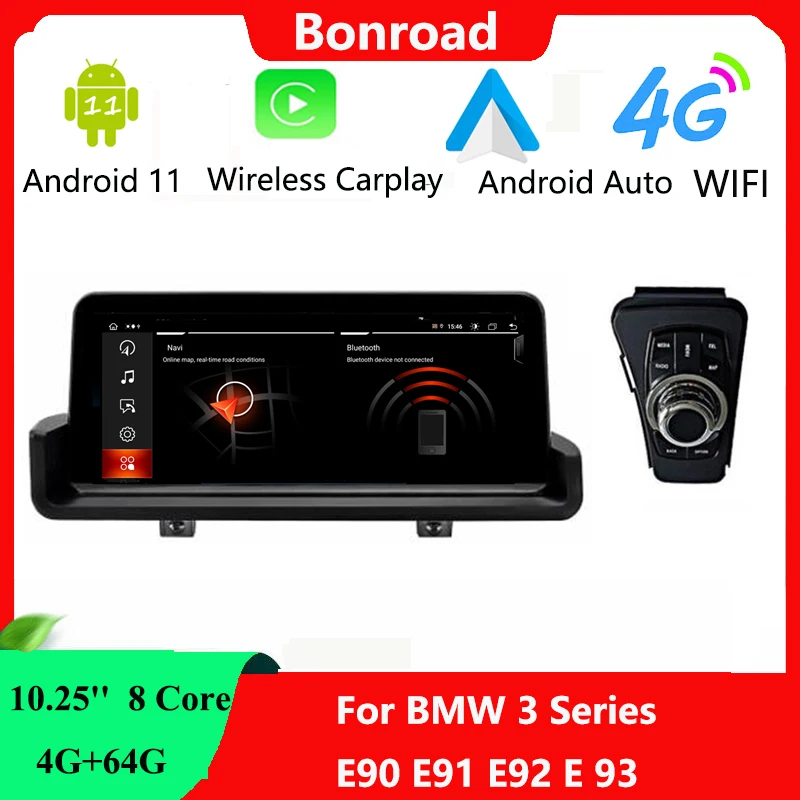 Bonroad Radio con GPS para coche, reproductor Multimedia con Android 11, pantalla de 10,25 ...