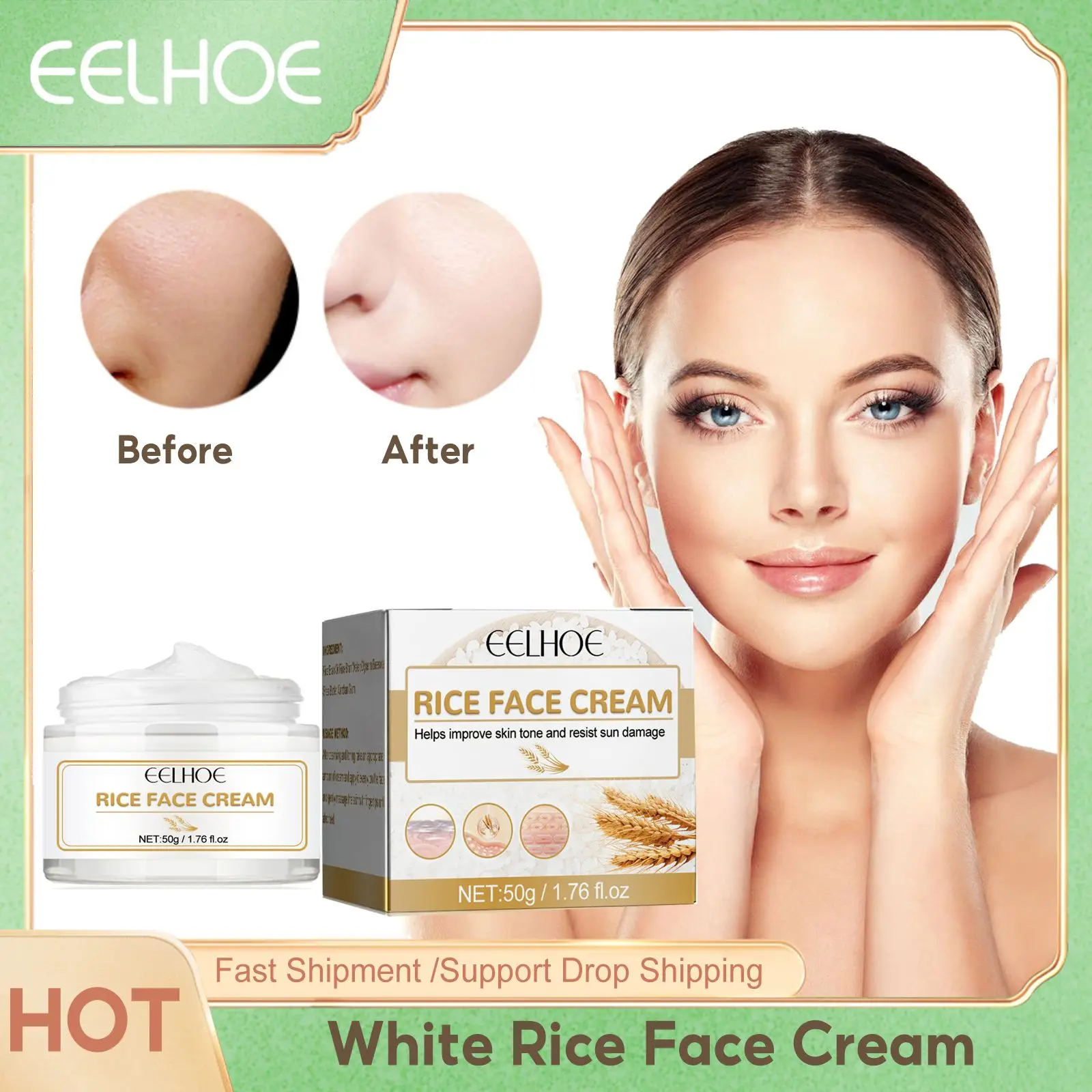 White-Rice-Face-Cream-Lighten-Dark-Spots-Freckle-Remove-Melanin-Improve ...