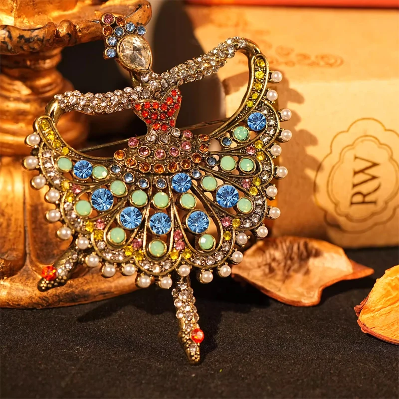 SKEDS Luxury Crystal Ballet Dancer Brooches Badges For Women Men ...