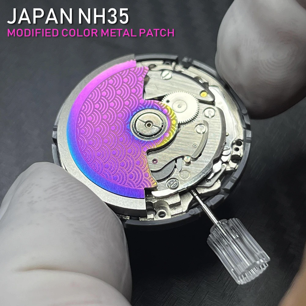Japan-Original-NH35-Mechanical-Movement-with-Mod-Colorful-Metal-Rotor ...
