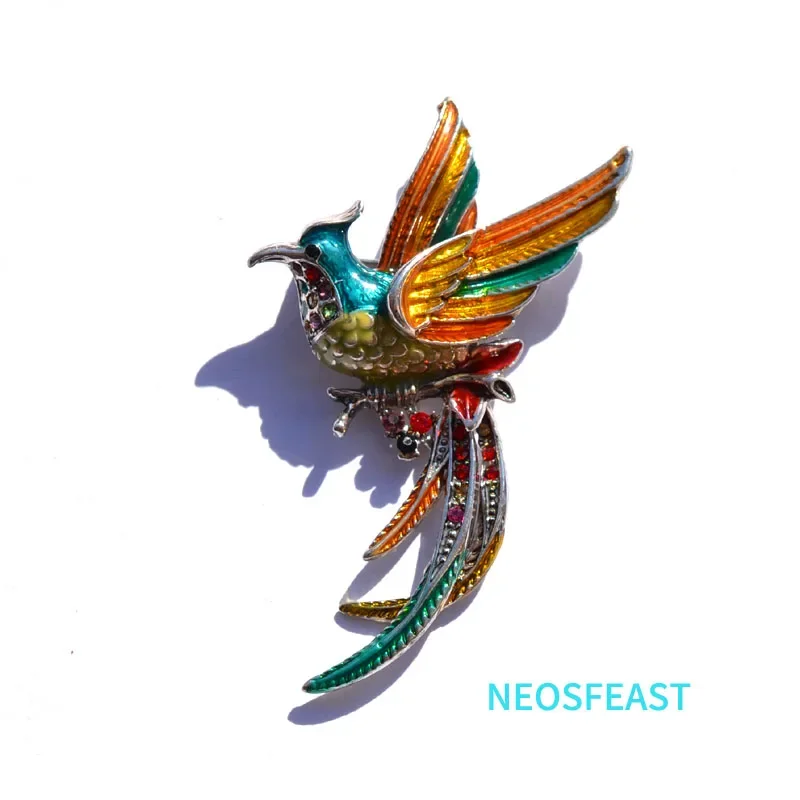 Delicate-Rhinestone-Phoenix-Brooches-For-Women-Enameled-Pin-Multi-Color ...