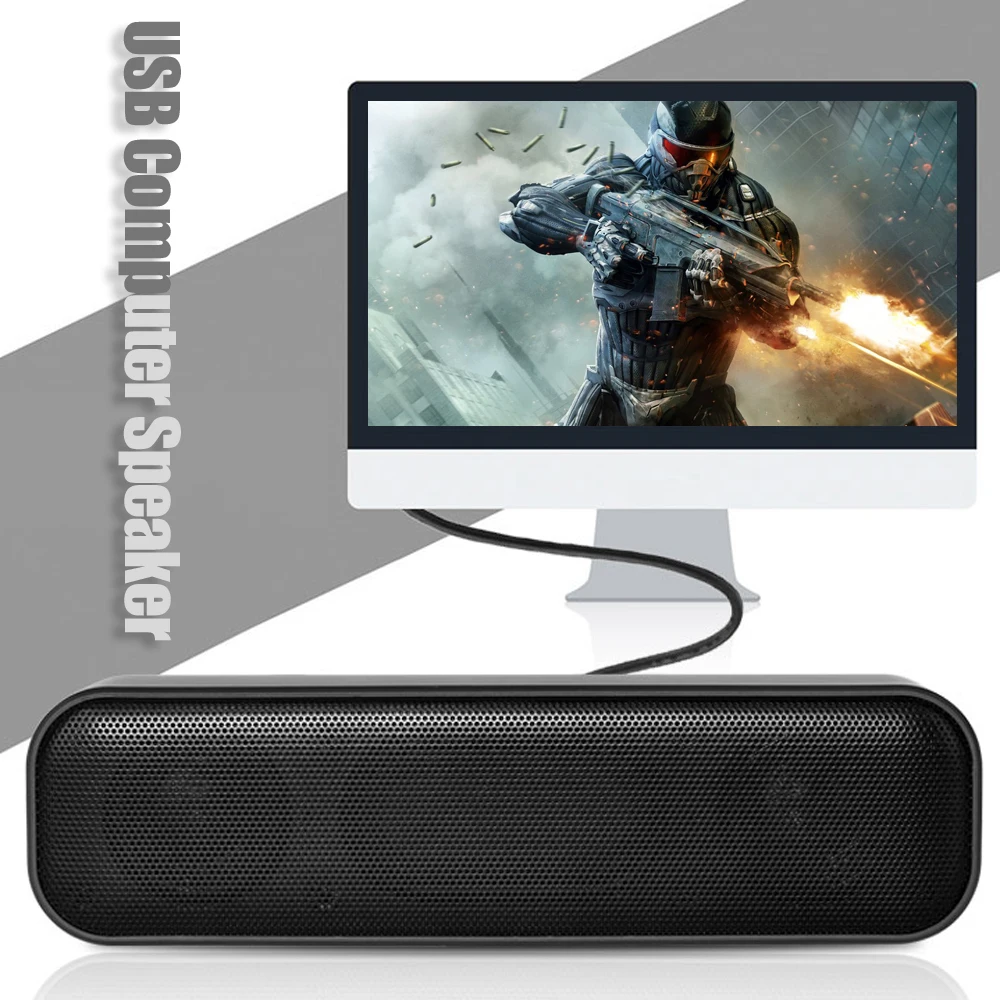 HK-5008 USB Powered Soundbar Desktop Speaker Wired Computer Sound Box ...