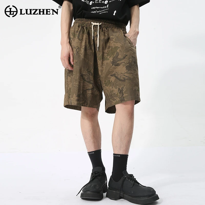 LUZHEN-Drawstring-Decorate-Printed-Design-Stylish-Five-Point-Pants ...