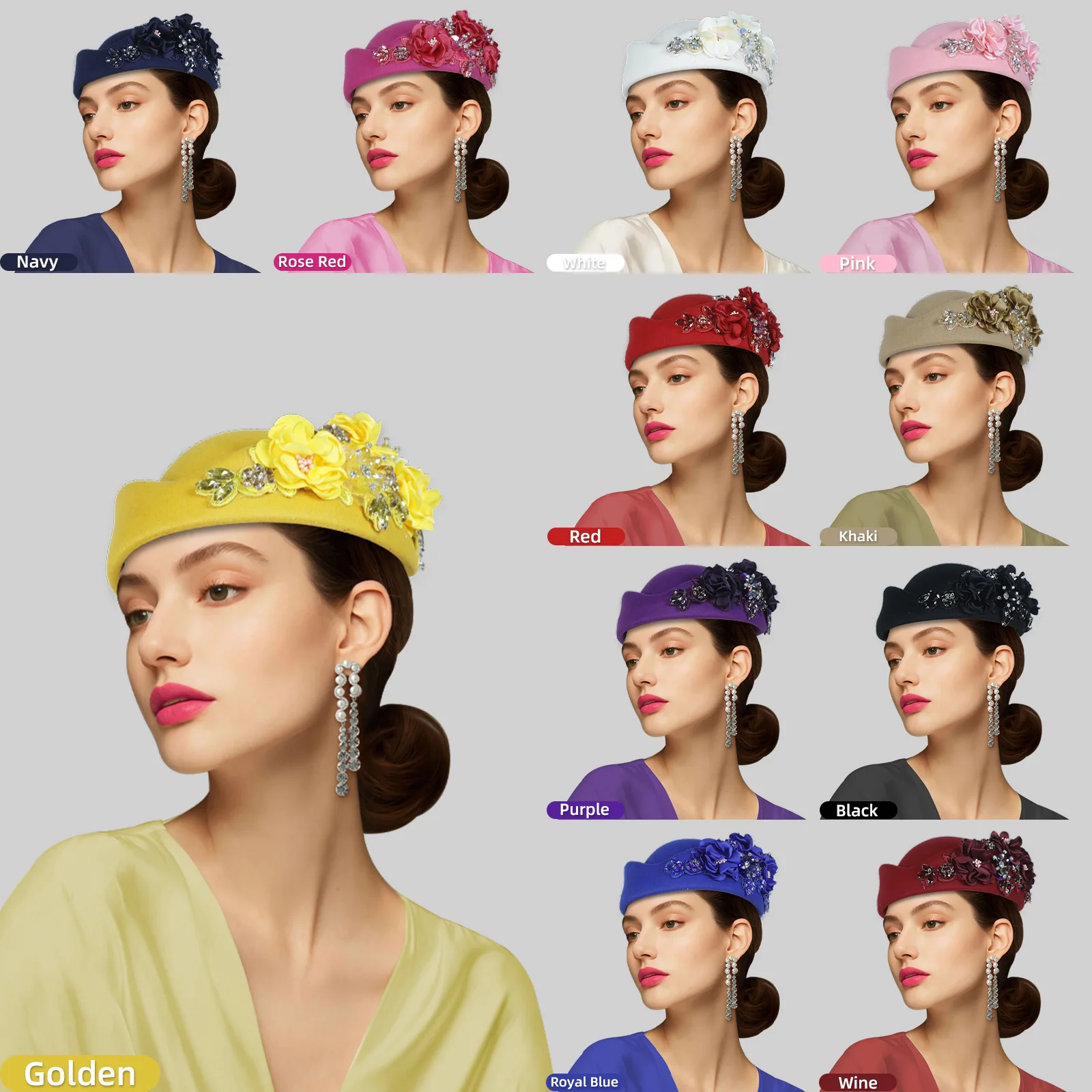 Wedding Hats Cocktail Evening Party Stewardess Cap for Female with ...