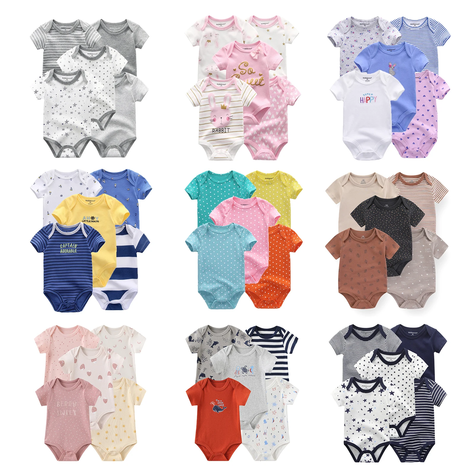 5 PCS/lot Fashion Newborn 100%Cotton Baby Boy Girl Bodysuit Short ...