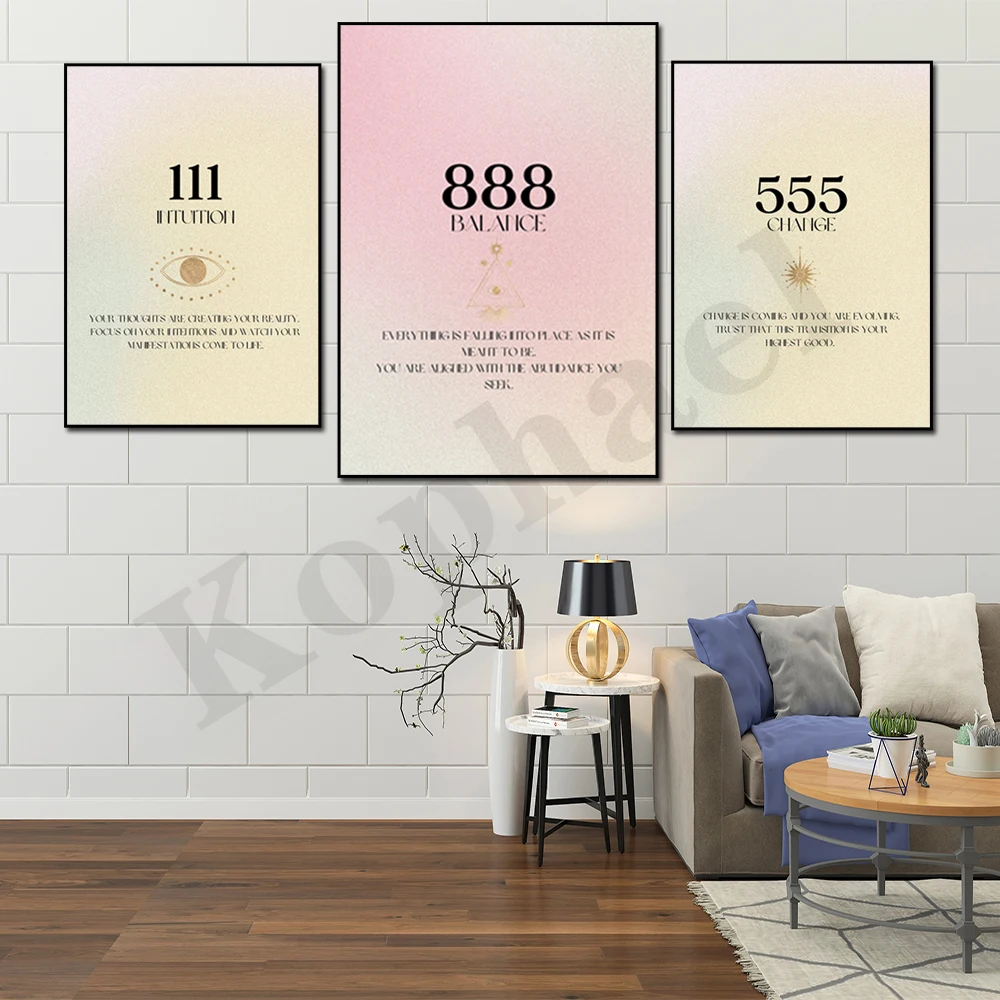 Angel Numbers Wall Art 111 To 999 Vintage Halo Printable Poster ...