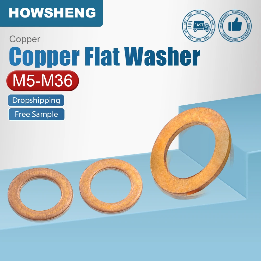 HOWSHENG 1-50pcs Copper Flat Washer O Ring Gasket M5 M6 M8 M10 M12 M14 ...