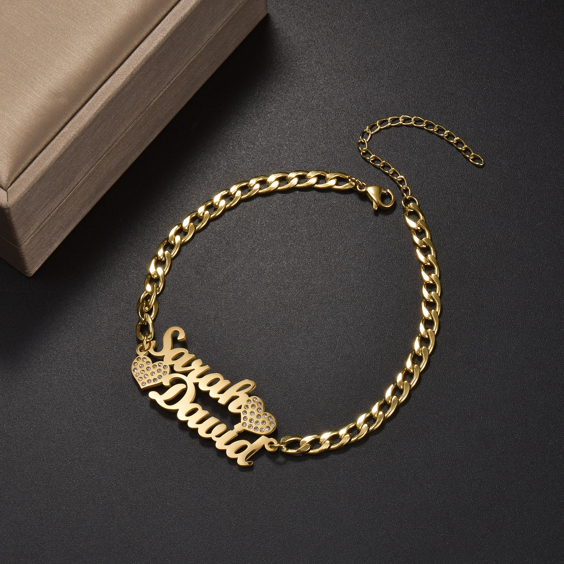 Raexrage-Custom-Name-Bracelet-Stainless-Steel-Double-Names-Heart ...