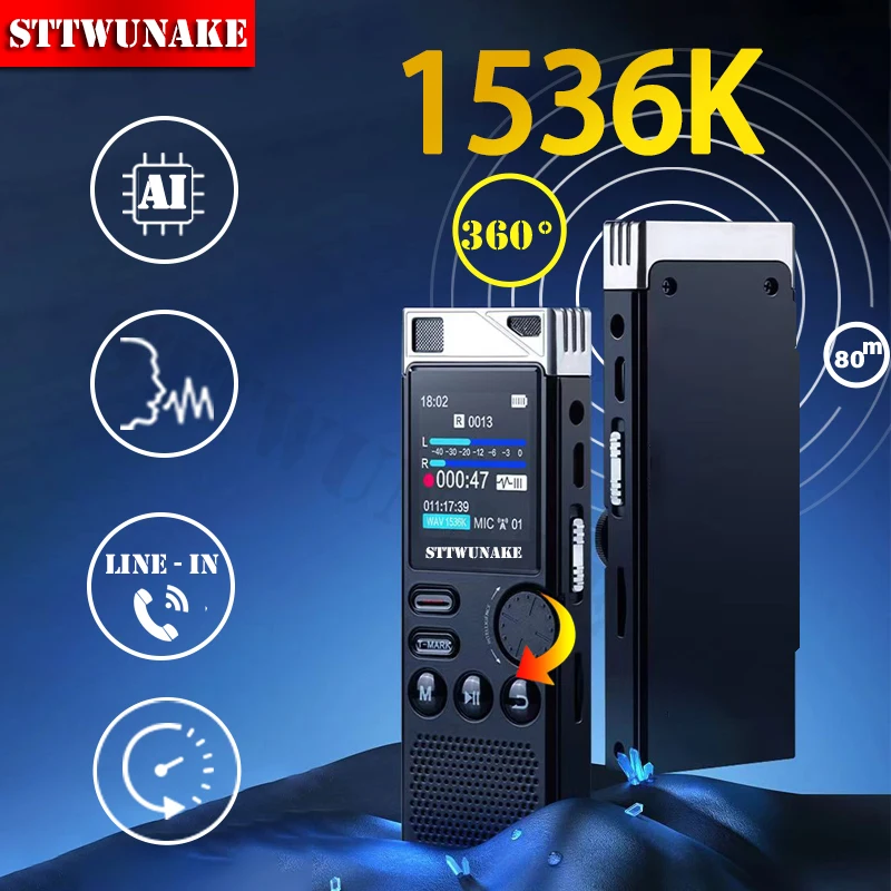 STTWUNAKE-Dual-core-AI-Noise-Reduction-Digital-Voice-Activated-Recorder ...