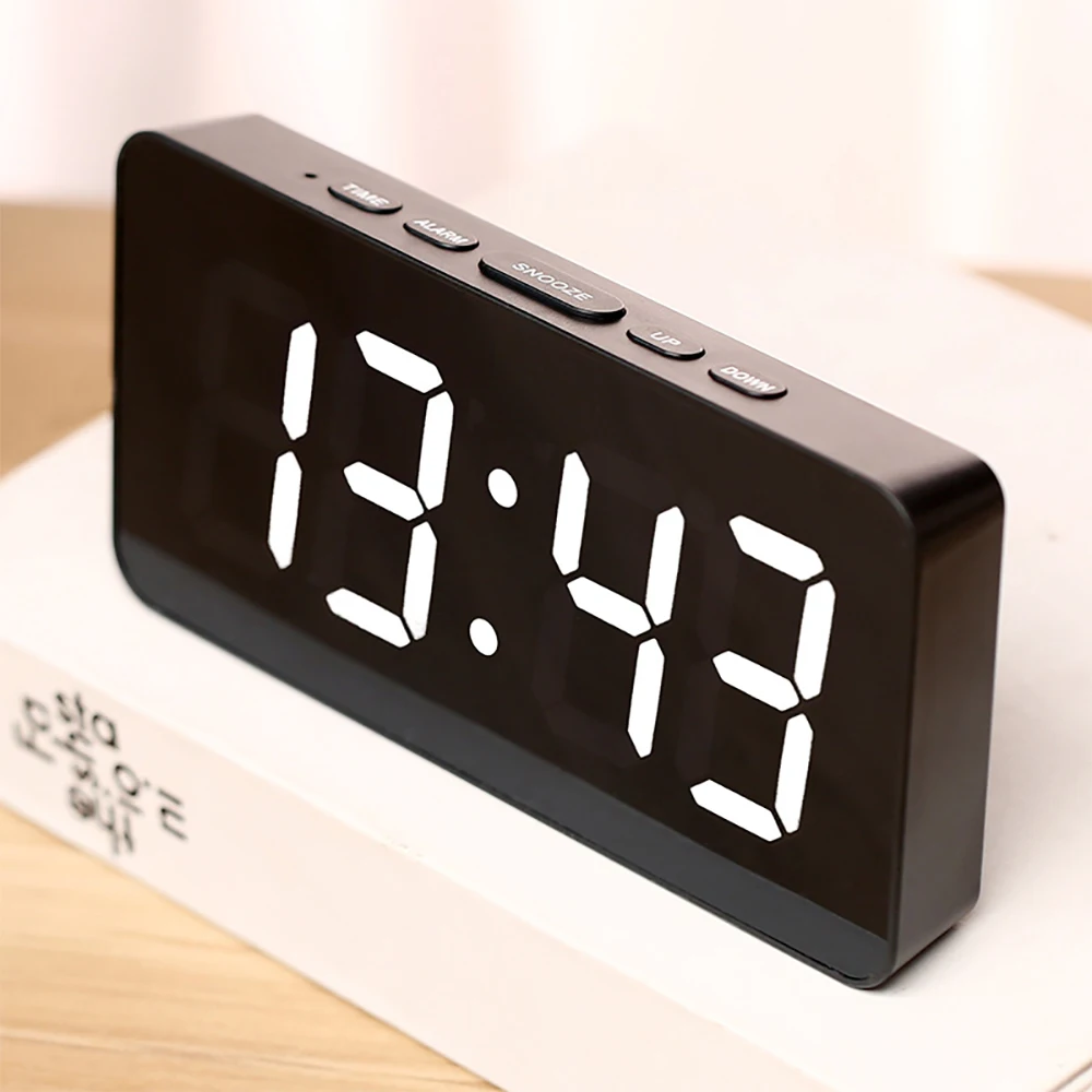 Acrylic-Mirror-Digital-Alarm-Clock-Voice-Control-Colorful-Font-Night ...