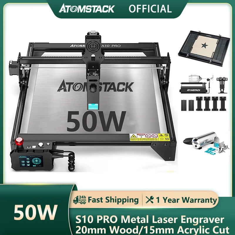 Atomstack a10 s10 pro poderoso 50w máquina de corte gravura a laser diy gravador cnc para metal ...