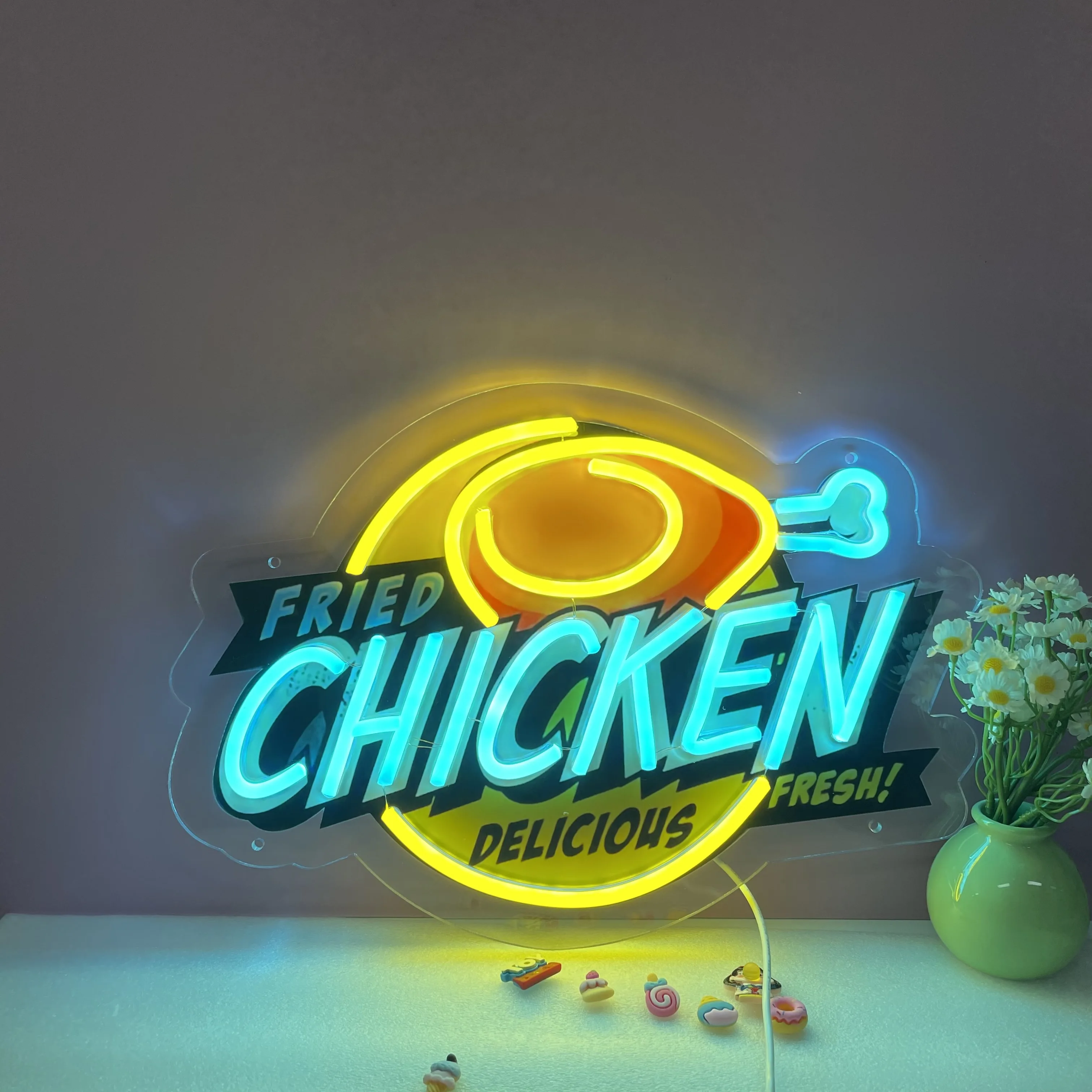 Fried-Chicken-Led-Neon-Sign-Acrylic-Sign-Wall-Art-Decor-Fast-Food ...
