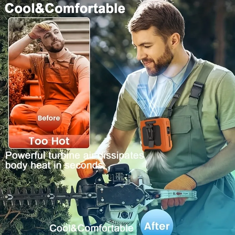 Cold wind 10000mAh Wearable Waist Fan with 5 Speeds & Flashlight ...