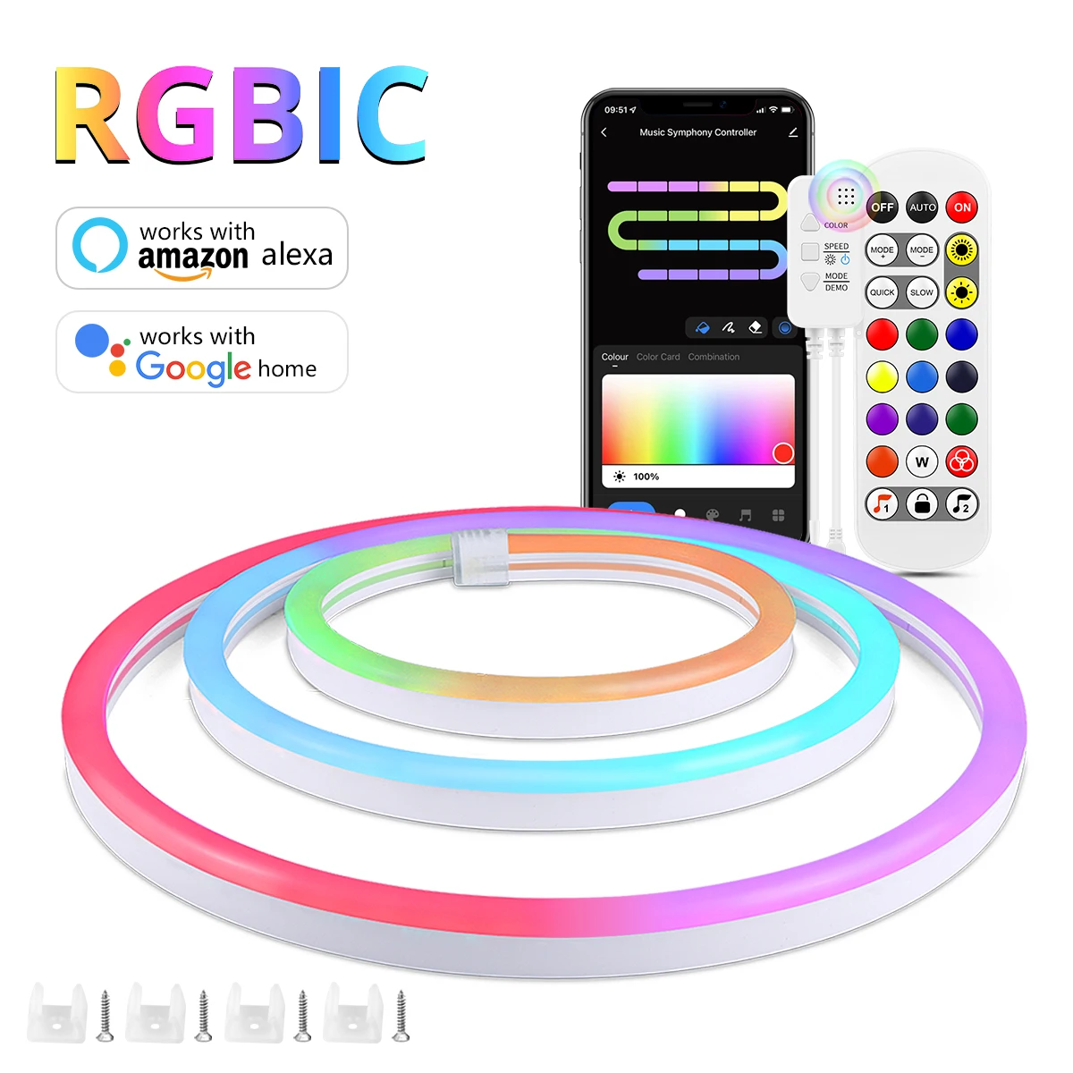 24V-Tuya-WiFi-RGBIC-Neon-LED-Strip-Lights-5M-Waterproof-WS2811 ...