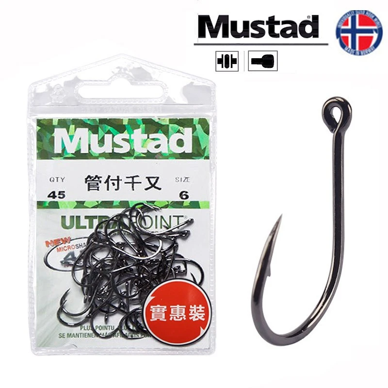 Mustad Fishing Hooks 10104SP-BN Strength Stream Seapole High Carbon ...